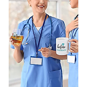 Before Patients After Patients Set Nurses Gifts 11 oz Coffee Mug 18 oz Stemless Wine Glass 2 oz Shot Glass, for Doctors Hygienists Dentist Physician Graduation Birthday Christmas Gift Idea