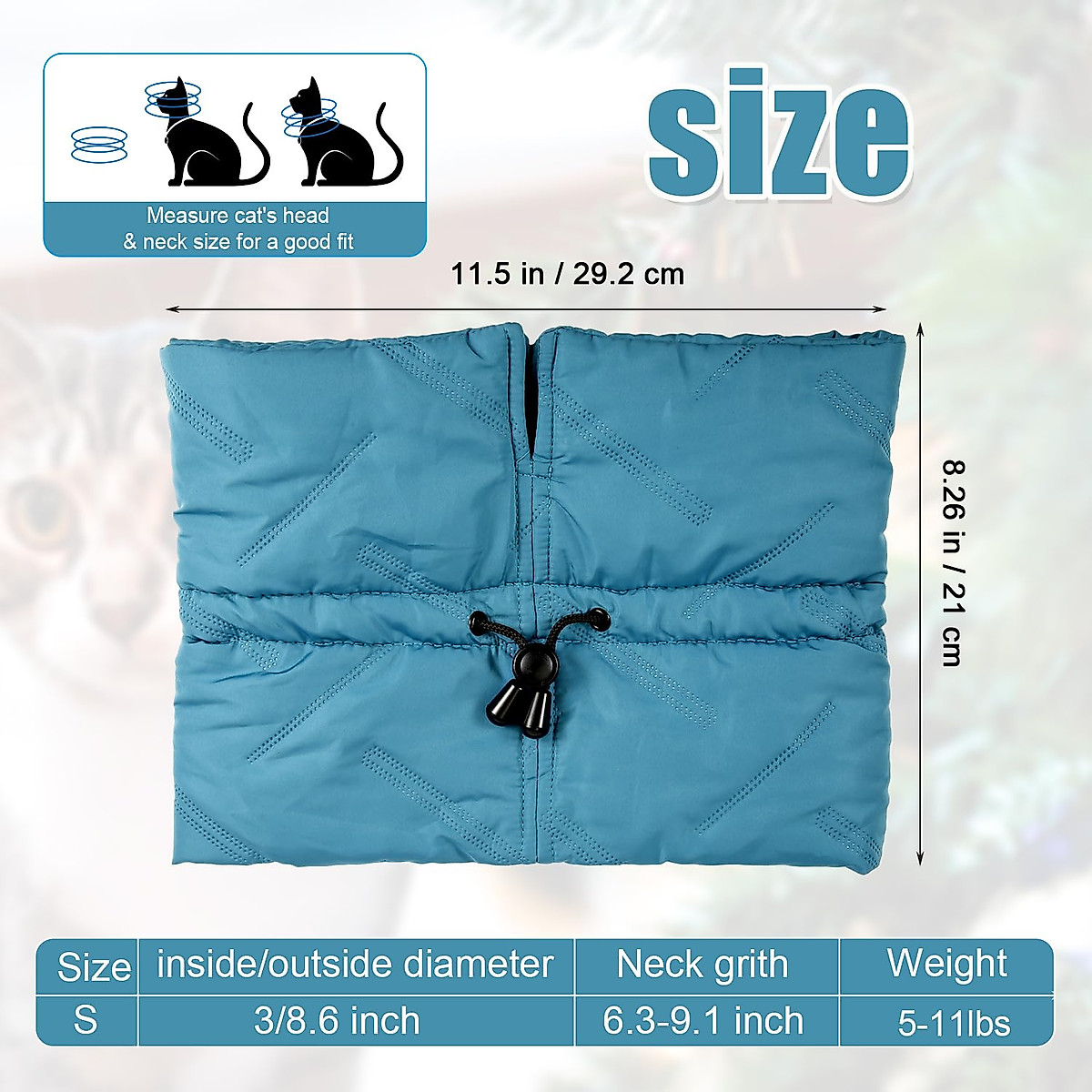 Cat Recovery Collar, Soft Adjustable Cat Cone Collar Breathable Cat Neck Protector Elizabethan Collar Lightweight Waterproof Kitten Cone Alternative for Puppies Pets, Stop Licking (S, Blue)