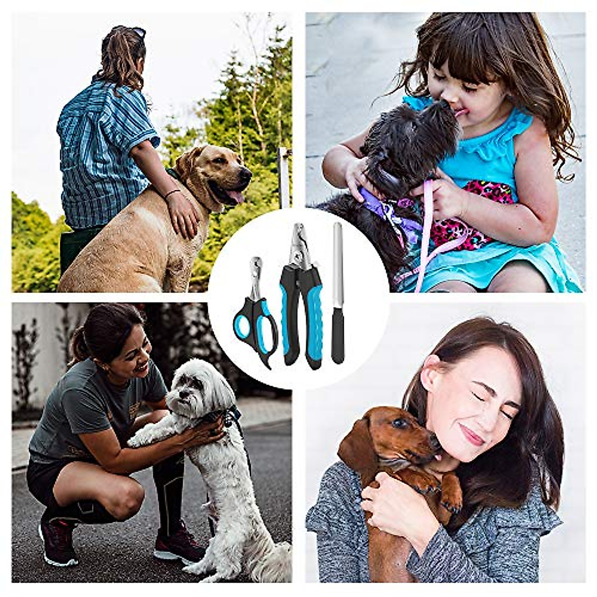 Dog Nail Clippers and Trimmer Set, Anipaw Stainless Steel Non Slip Handles & Razor Sharp Blades, Safety Guard to Avoid Over-Cutting, Grooming Tool for All Small Large Pets, Free Nail File