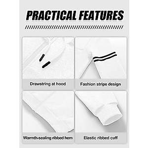 Chrisuno Men's Athletic Fit Full Zip Fleece Large Hooded Sweatshirt Active Breathable Hoodie S White