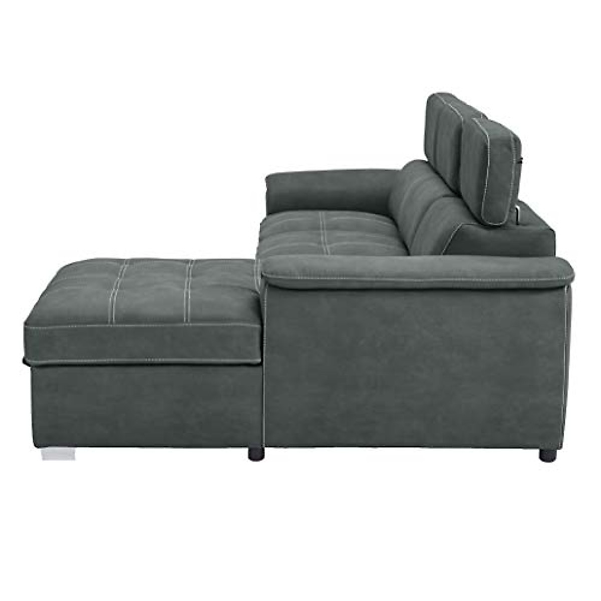 Homelegance Ferriday 98" x 66" Sectional Sleeper with Storage, Gray