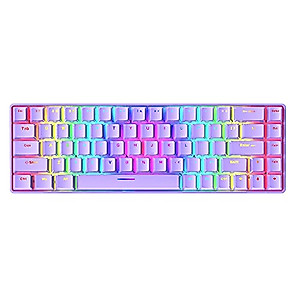 Qksky Wired Gaming Mechanical Keyboard 68 Key LED Backlit Two-Color Injection Luminous Keyboard for Laptop and Gamer Pro 68 Key Gaming Keyboard USB