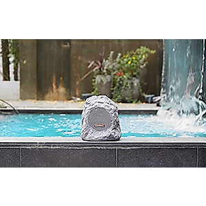 Margaritaville Outdoor Rock Bluetooth Wireless Speaker | Durable Bluetooth Speakers, Fantastic Yard or Patio Decor, IPX-4 Waterproof Rated, Granite Grey “On The Rock