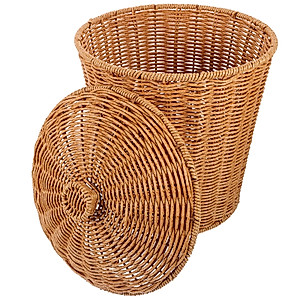 LIOOBO Round Rattan Storage Basket with Lid: Rattan Basket with Lid, Round Storage Basket for Home Organizer