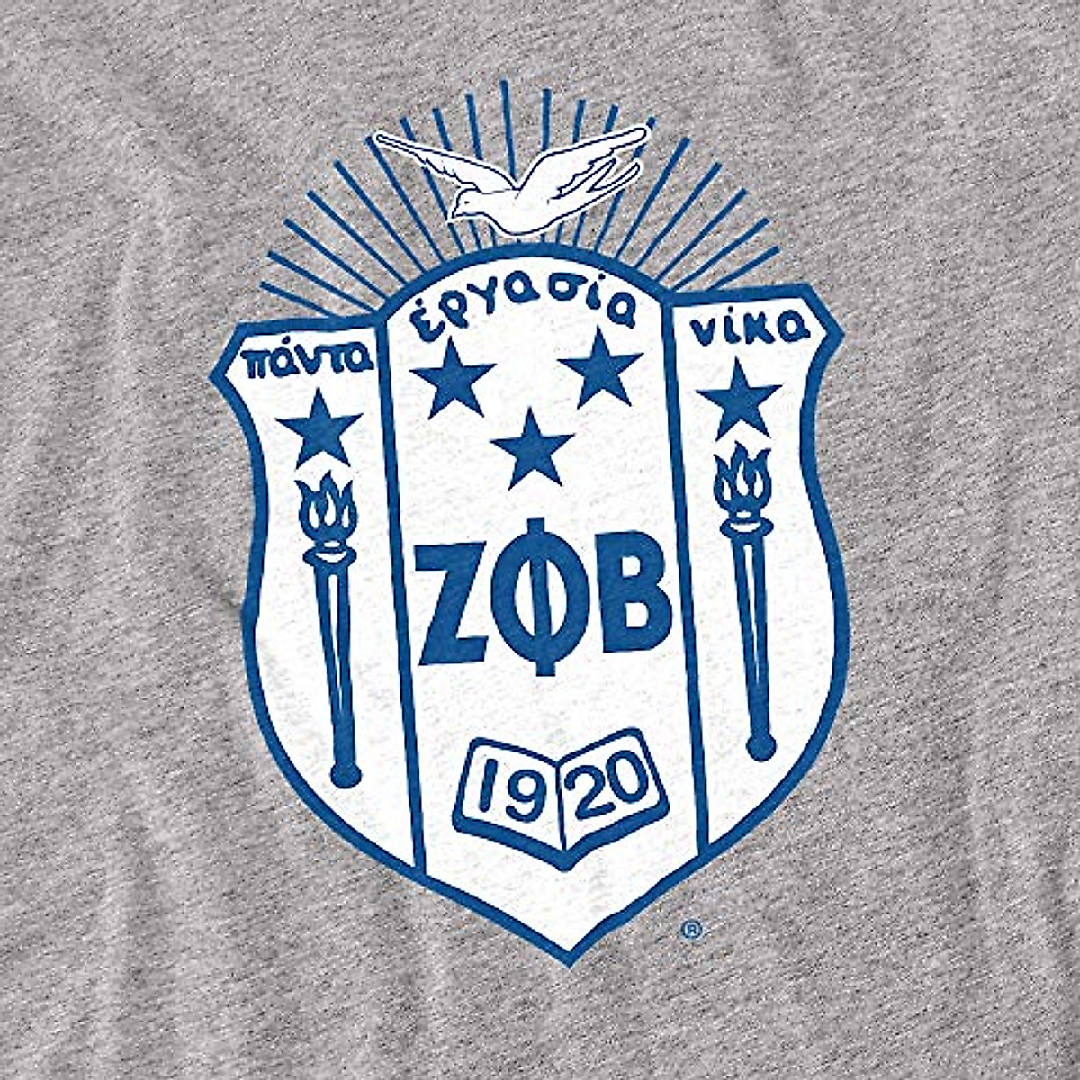 Zeta Phi Beta Sorority Official Distressed Primary Unisex Adult T-Shirt, Athletic Heather, Large