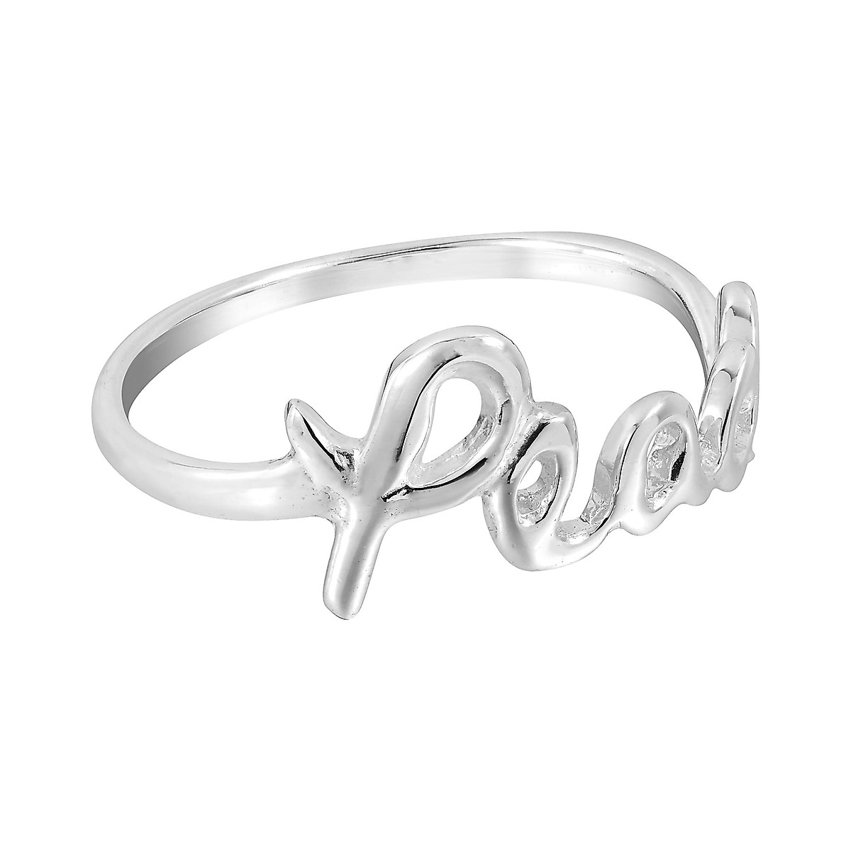AeraVida Unyielding Message of Peace .925 Sterling Silver Ring | Minimalist Peace Message Silver Ring for Women | Motivational Word Ring | Anniversary Jewelry Gift (8)