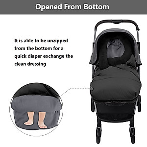 Baby Bunting Bag, Footmuff for Stroller Warm Sleeping Bag for Pushchair Stroller and Car Seat, Black