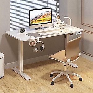 63inch Adjustable Desk Stand up Desk Electric Standing Desk Adjustable Height Sit Stand Home Office Desk Including Splice Table Plate White