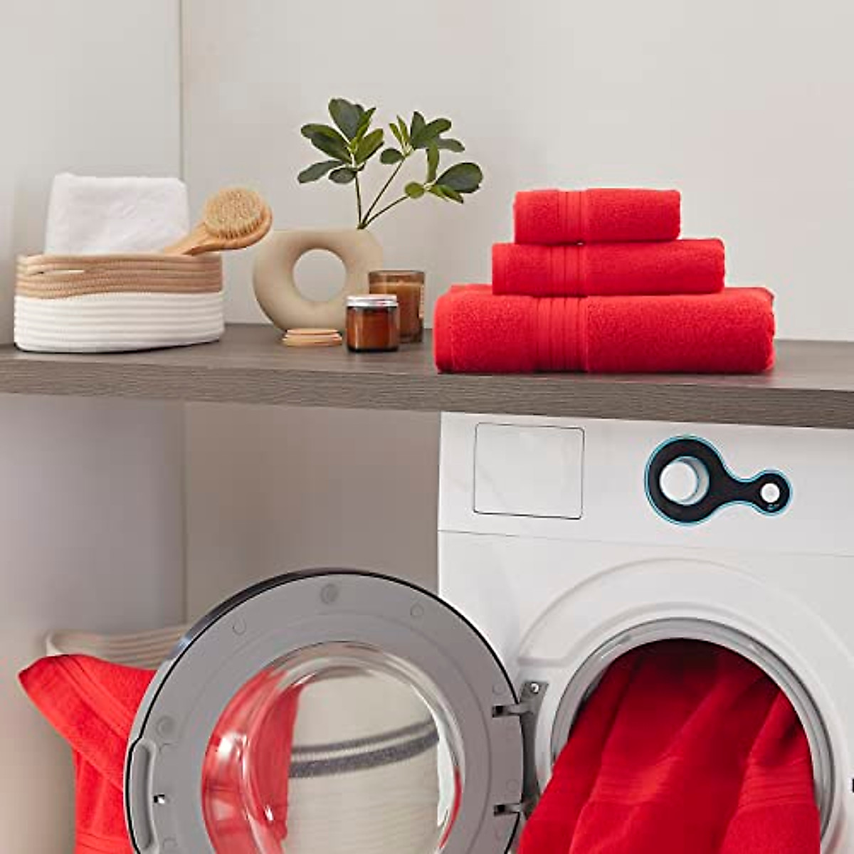 COZYART Red Bath Towels Set for Bathroom Soft Absorbent Durable 650 GSM Turkish Cotton Towel Set of 6, 2 Large Bath Towels, 2 Hand Towels, 2 Washclothes