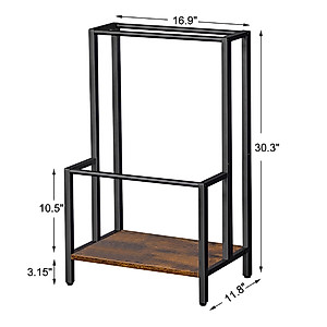 TITFVM 3 Tier Towel Rack Stand, Freestanding Blanket Rack Ladder, Industrial Blanket Stand, Display Rack for Oversized Bath Towels, 16.93"L x 11.81"W x 30.32"H, Blanket Holder with Shelf, Rustic Brown