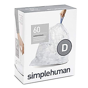 simplehuman 40 Liter / 10.6 Gallon Stainless Steel Dual Compartment Butterfly Lid Kitchen Step Trash Can Recycler & Code D Custom Fit Drawstring Recycling Trash Bags, 20 Liter / 5.2 Gallon, 60 Count