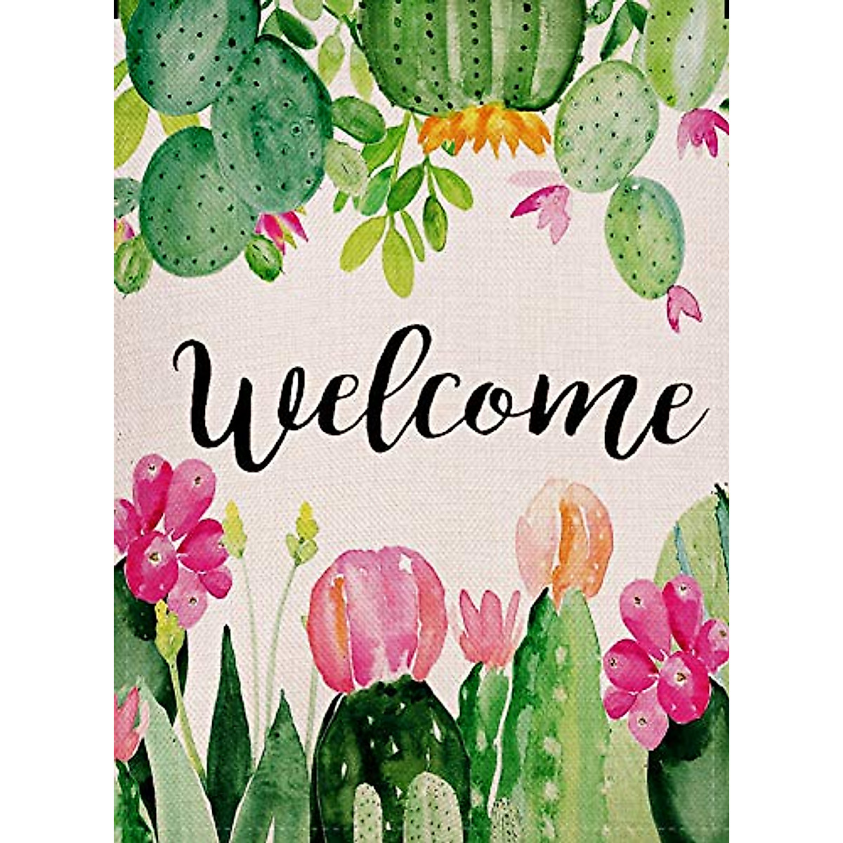 Spring Cactus Welcome Garden Flag 12.5×18 Inch Small Vertical Double Sided Seasonal Outdoor Décor for Yard Flag