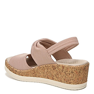 BZees Womens Remix Slingback Wedge Sandal, Brown Linen, 8.5 US