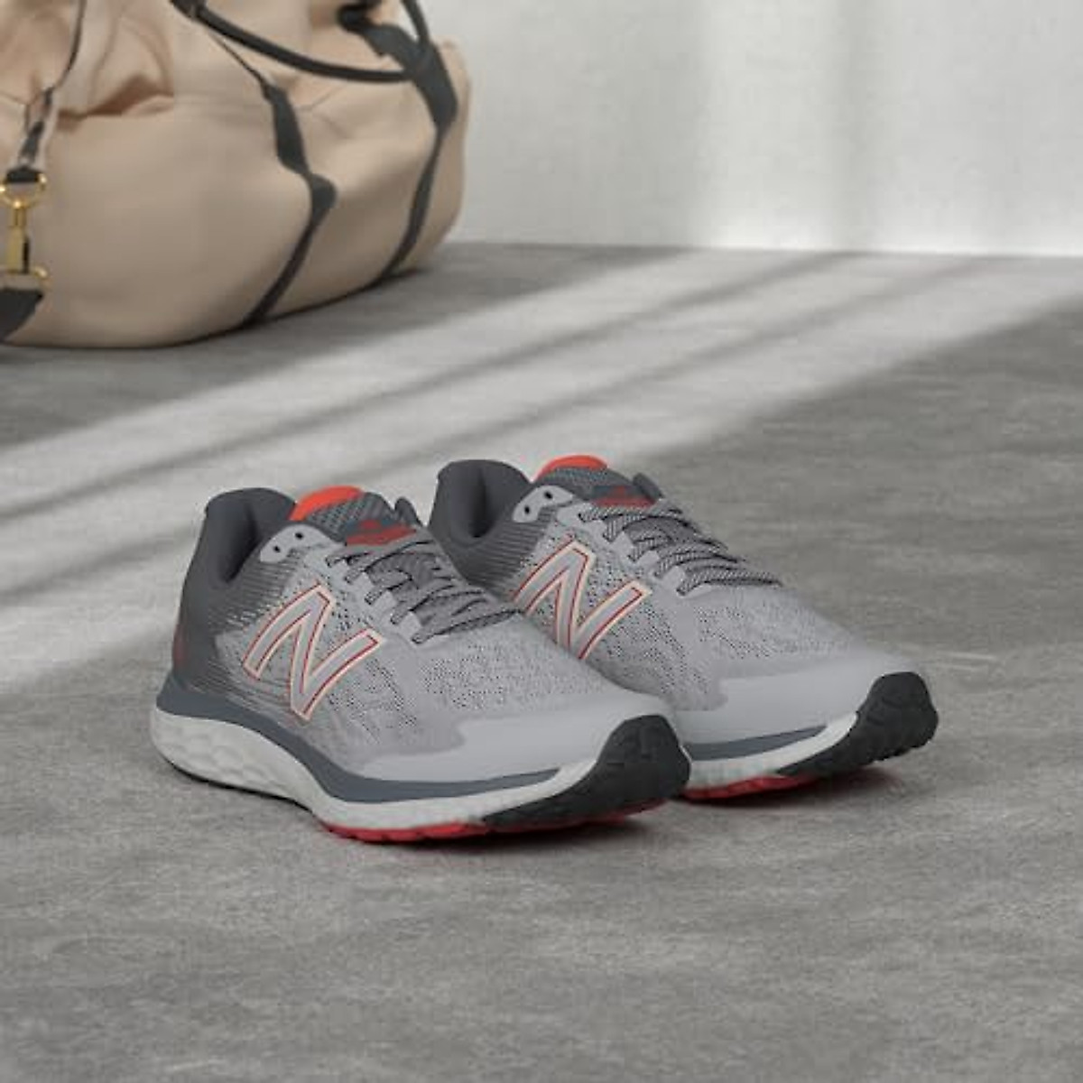 New Balance mens 680 V7 Running Shoe 10.5 Grey/Ghost Pepper/Black