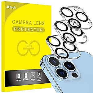 JETech Camera Lens Protector for iPhone 13 Pro Max 6.7-Inch and iPhone 13 Pro 6.1-Inch, 9H Tempered Glass, HD Clear, Anti-Scratch, Case Friendly, Does Not Affect Night Shots, 3-Pack