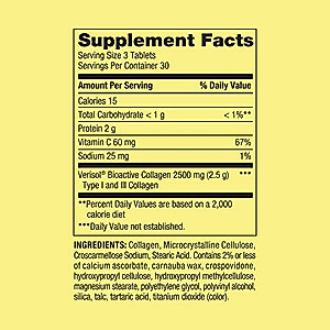 Revitalize Your Skin's Elasticity and Achieve a Radiant Complexion with Spring Valley's Highly Absorbable Collagen + C Tablets, 2,500mg, 90 Count. Includes Luall Fridge Magnetic
