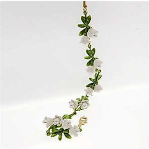 AFSJEEP Green Paint Freshwater Pearl Valley Lily Leaves Women Bracelet Fashion Bracelet Womens Pearl Bracelet