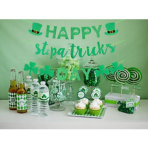 Glitter Happy St Patricks Day Banner, St. Patricks Day Banner Decorations, Felt Shamrock Clover Garland Banner, Happy St Patricks Day Decorations, St Patty’s Day Banner Decorations (Pre-Assemebled )