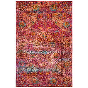 SAFAVIEH Luxor Collection 6'7" x 9'2" Fuchsia / Gold LUX318R Handmade Boho Chic Area Rug