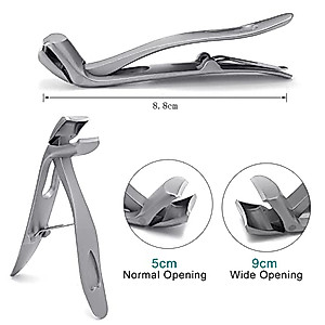 A Special Nail Clippers of SGNEKOO Angled Bent Head Super Sharp Wide Jaw Opening for Hard/Thick Fingernails and Toenails Nail Cutter Trimmer for Men Women Seniors (Silver/2P-1)