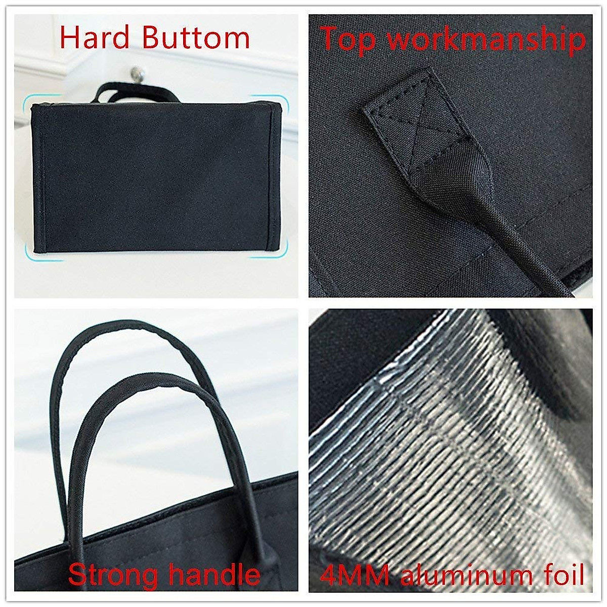 Insulated Lunch Bag Tote Leakproof Lunch Container Bag Durable Lunch Box for Adults Women Men Reusable Cooler Bag for Work Shopping Picnic (Black)