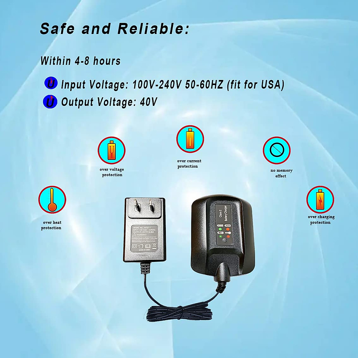 ANOPIW WA3747 Replace Worx WA3747 40V Portable Charger Compatible with Worx 40V Battery WA3580 WG180 WG280 WG380 WG580 Lithium Battery