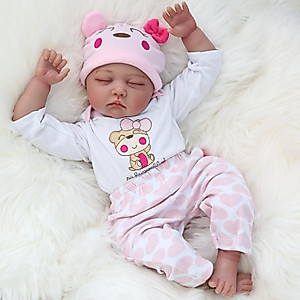Kaydora Reborn Baby Dolls Girl - 22 Inch Soft Cloth Body Newborn Girl Doll, Realistic Sleeping Baby Doll That Look Real for Kids Age 3+
