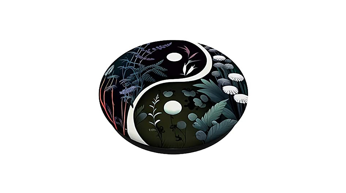 Floral Yin Yang PopSocket - Elegant Botanical Mobile Accessory