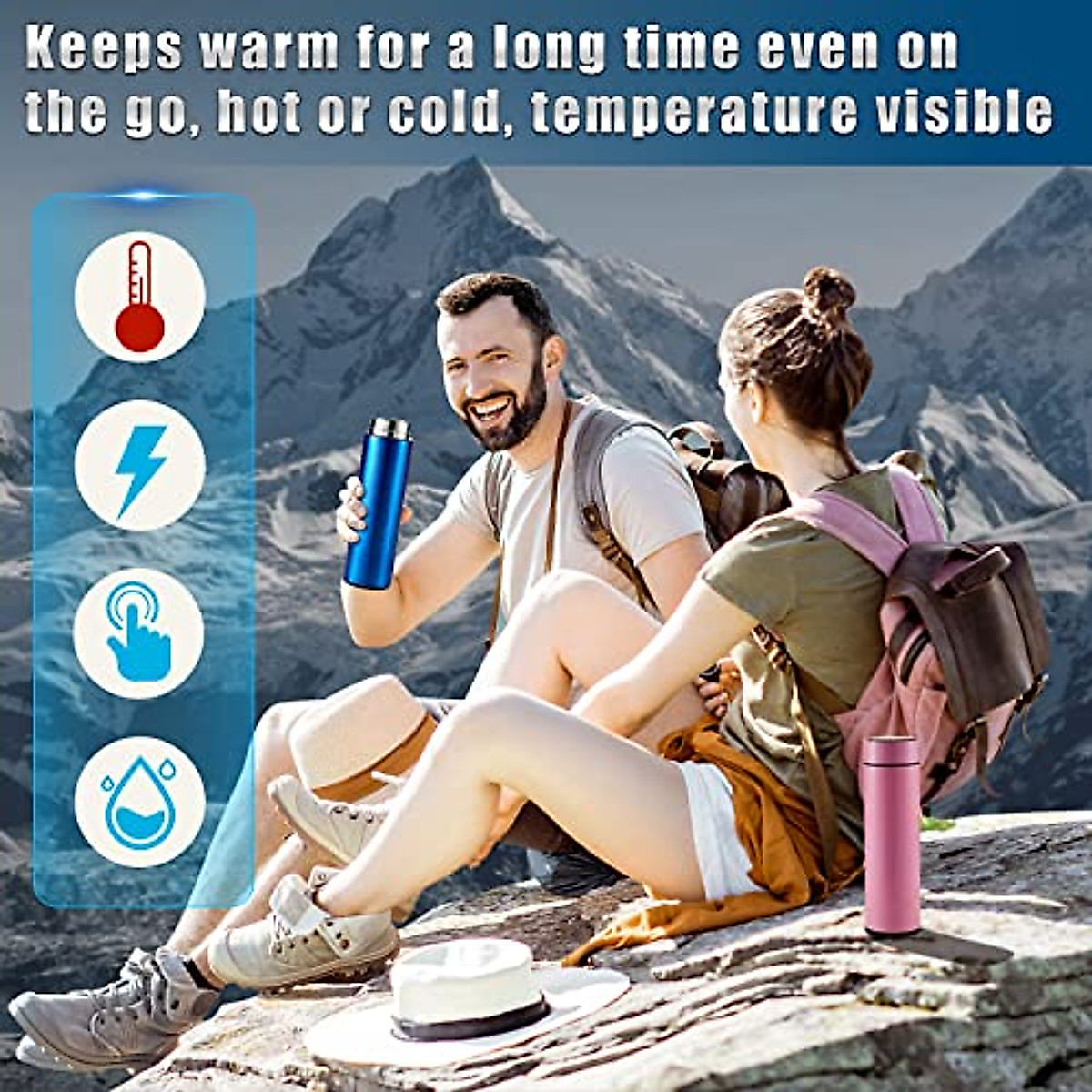 6 Pieces Coffee Bottle with LED Temperature Display Water Bottle Double Walled Smart Water Bottles Tea Infuser Bottle Stainless Steel Thermal Cup Travel Mug Keeps Water Cold and Warm (Multicolor)