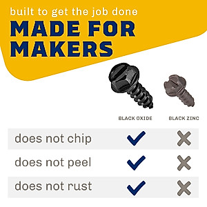 Black License Plate Screws, Rustproof 18-8 Stainless Steel, Black Oxide Finish Applied in The USA by Makers Bolt (Pack of 4)