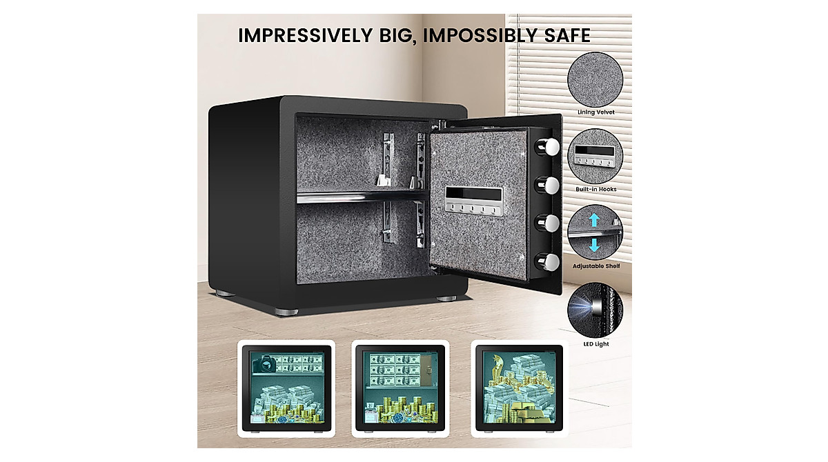 Kavey 1.6 Cub Safe Box - Secure Digital Home Safe with Alarm