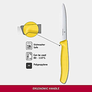 Victorinox 6.7736.L8 Swiss Classic Paring Knife for Cutting and Preparing Fruit and Vegetables Serrated Blade in Yellow 3.9 inches