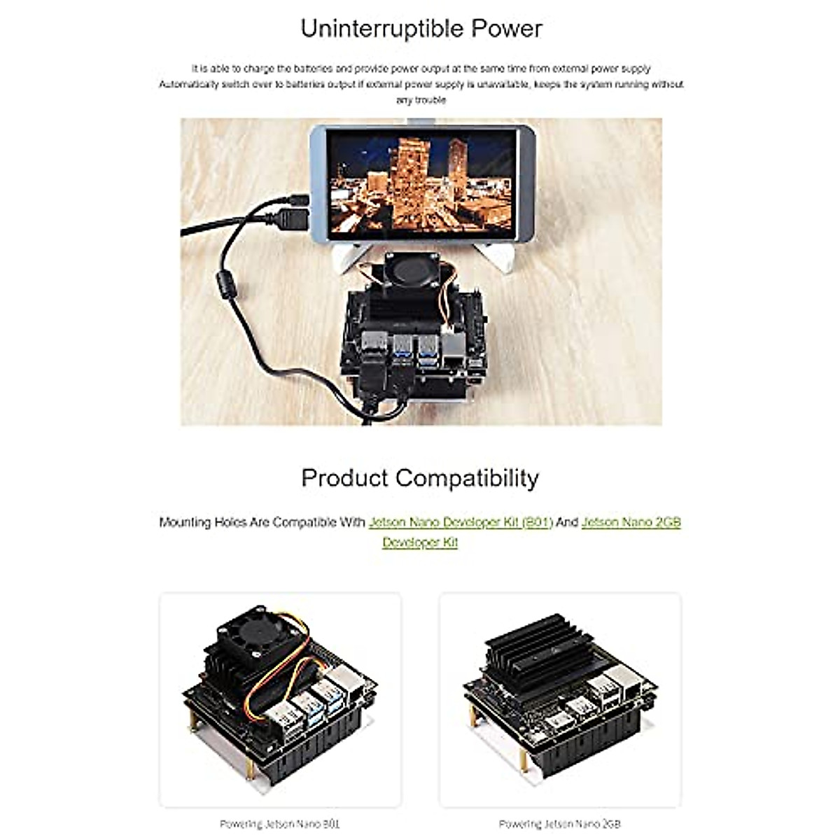 Waveshare UPS Power Module (B) for Jetson Nano 5V Uninterruptible Power Supply 5A High Current with Pogo Pins Connector