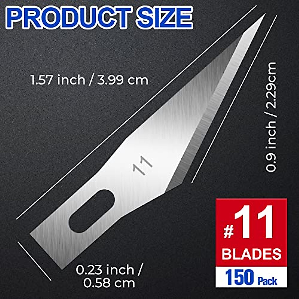 DIYSELF 150 PCS Exacto Knife Blades 11, Sharp Hobby Knife Blades, High Carbon Steel Craft Knife Blades, #11 Hobby Knife Replacement Blades, Exacto Blades for Art, Scrapbooking, Stencil, Paper Cutting