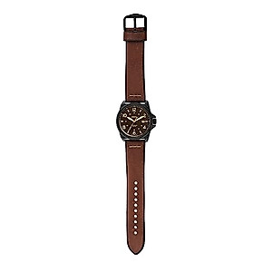 Fossil Men's Bronson Quartz Stainless Steel and Eco Leather Three-Hand Watch, Color: Black, Dark Brown (Model: FS5938)