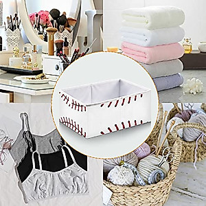Softball Baseball Storage Basket Storage Bin Square Collapsible Laundry Baskets Large Toy Chest Organizer for Rooms Playroom Shelves