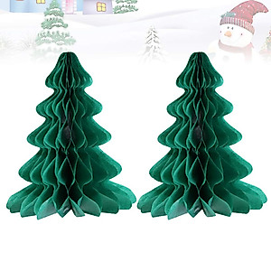 Amosfun 2pcs Christmas Tree Honeycomb Xmas Hanging Ornaments for Christmas Party Decoration