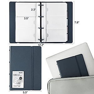 deli Business Card Book Holder, Business Card Organizer, Name Card Book Holder, Portable Office Business Card Holder, Hold 180 Cards, Blue