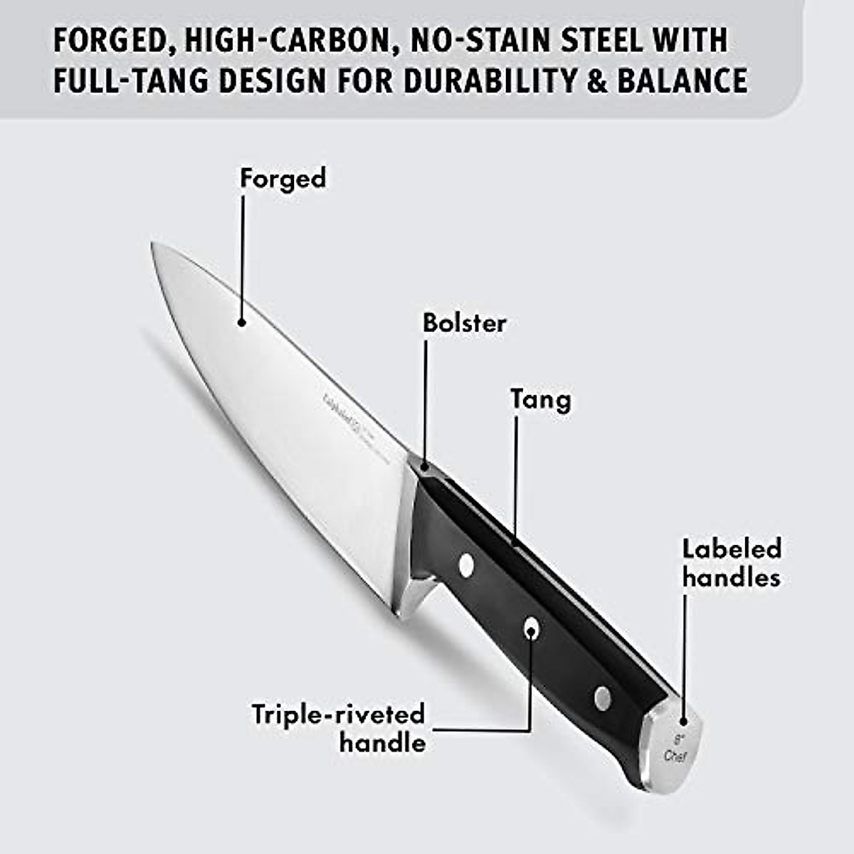 Calphalon Kitchen Knife Set with Self-Sharpening Block, 15-Piece Classic High Carbon Knives