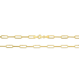 Floreo 10k Yellow Gold 2.5mm Paperclip Link Bracelet or Anklet, 10 inch