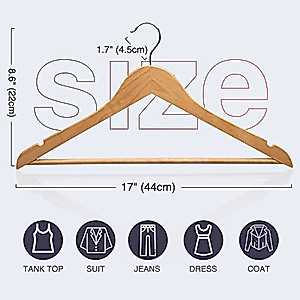JDGOU Wooden Hangers 20 Pack Wood Hangers Clothes Hangers Coat Hangers for Closet Natural Coat Hanger,Heavy Duty Hangers,Hangers for Clothes Suit Skirt Pants