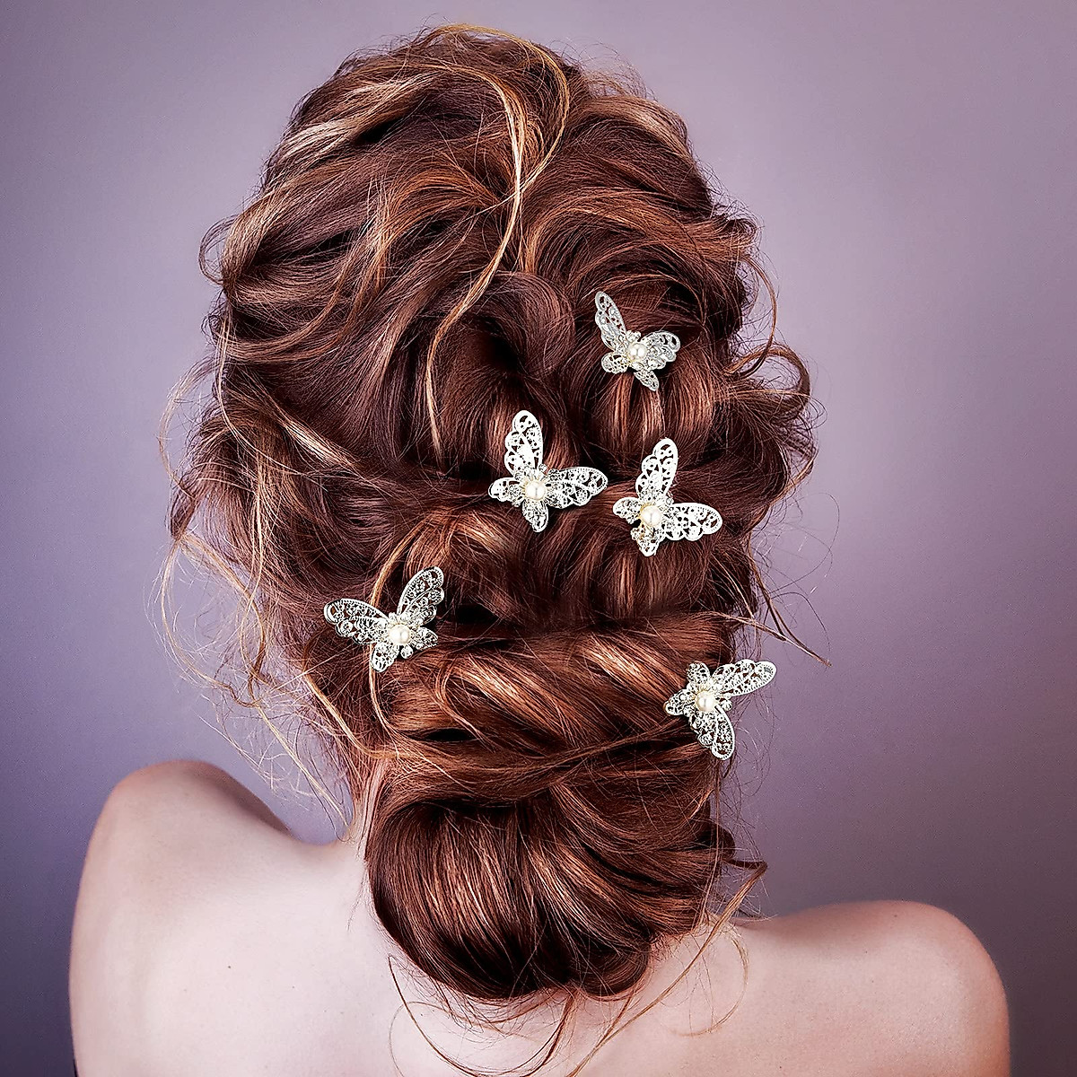 12 Pieces Butterfly Hair Pin Butterfly Hair Clips Crystal Pearl Hair Clips Bridal Wedding Hair Pins Bride Headwear Hair Accessories for Women(Charming Style)