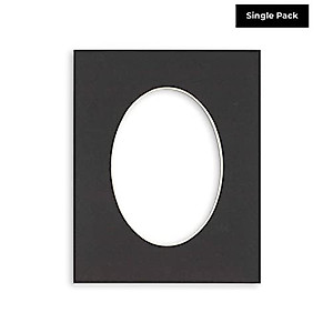 11x17 Mat Bevel Cut for 9.5x13 Photos - Precut Black Oval Shaped Photo Mat Board Opening - Acid Free Matte to Protect Your Pictures - Bevel Cut for Family Photos, Pack of 1 Matboard Show Kit With Acid