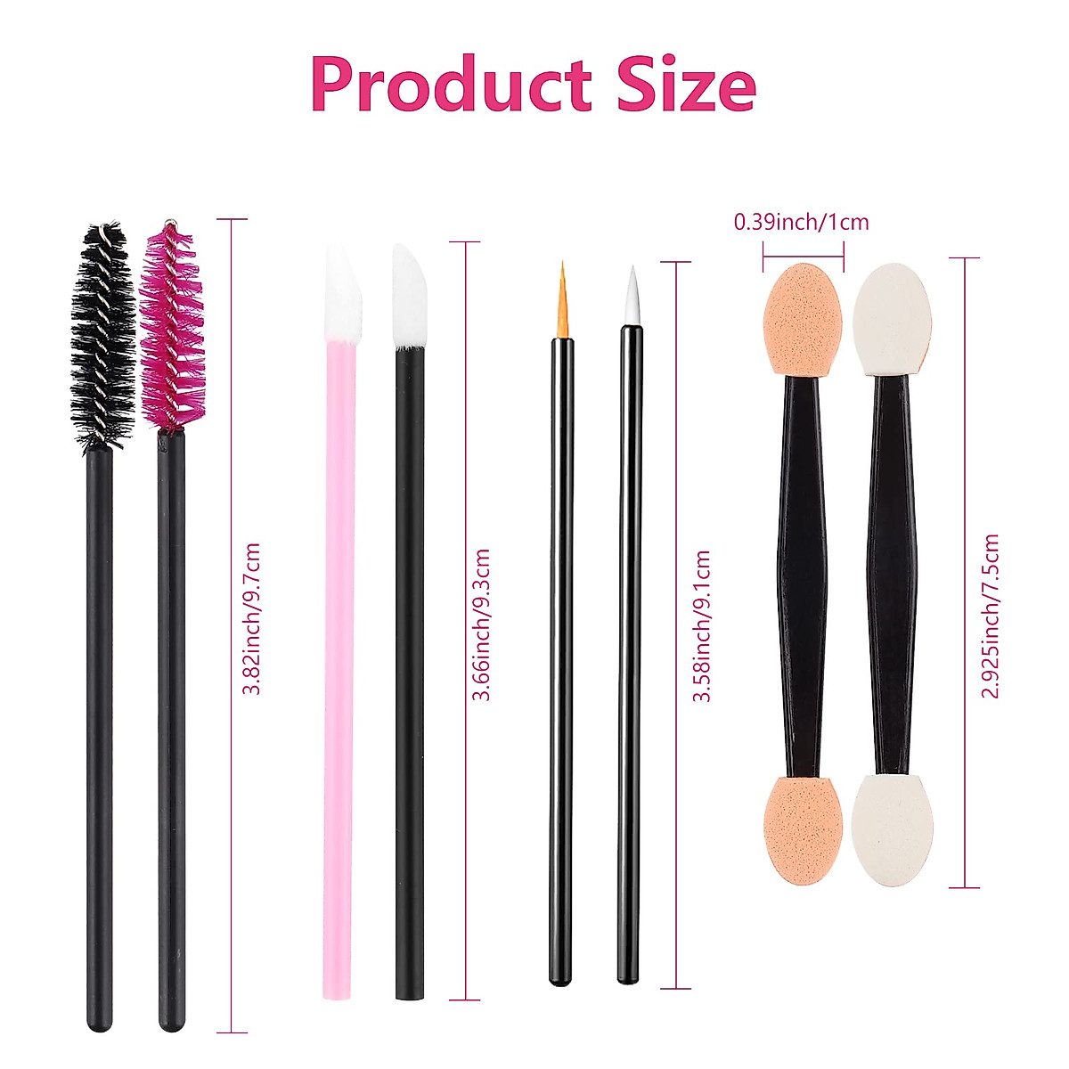 300PCS Disposable Makeup Applicators Tools Kit, Include 100 Disposable Lip Brushes Lip Wands 100 Mascara Brushes Wands Applicator 50 Eyeliner Brushes 50 Eyeshadow Brushes for Eyes and Lips Makeup