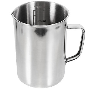 POPETPOP Laboratory Beaker 500ml Beaker Barista Tools Liquid Measuring Beakers Liquid Mixing Cup Scale Cup Coffee Mug Espresso Measuring Glass Water Jug Strong Coffee Stainless Steel Flour