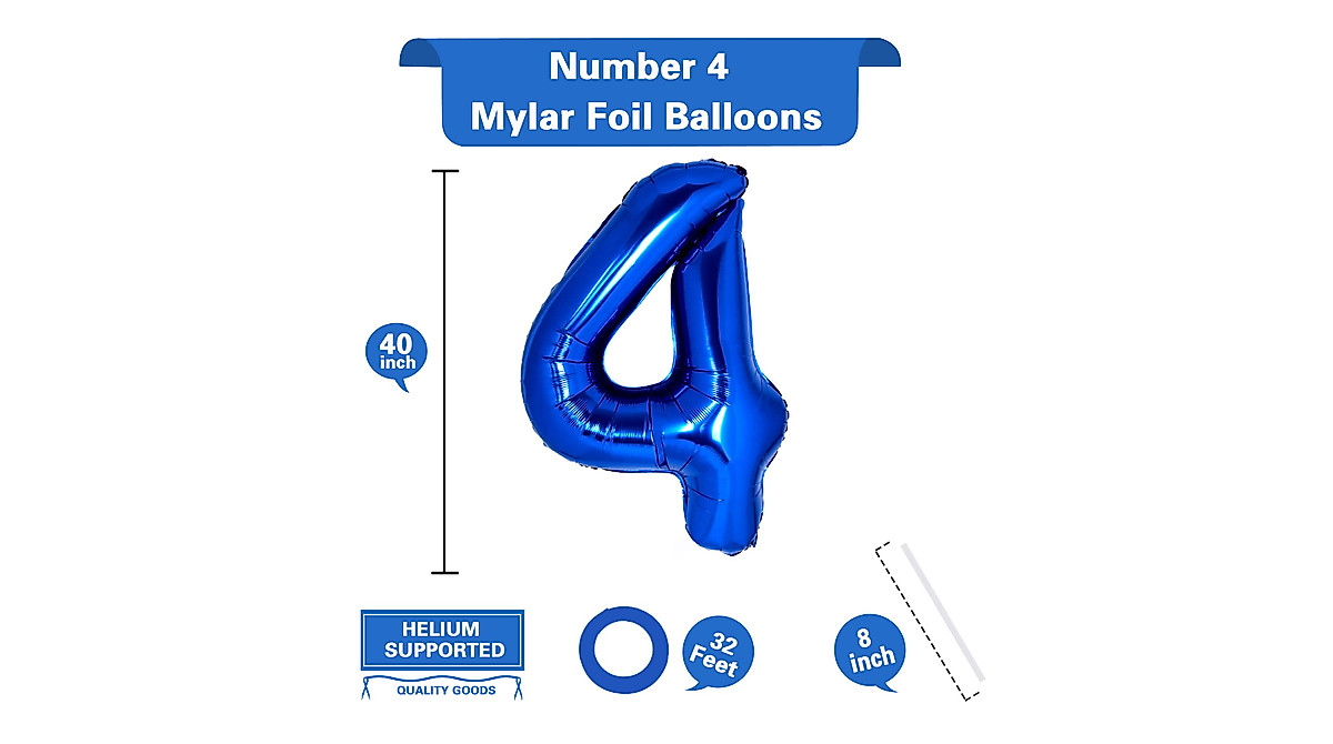 Giant Navy Blue 4 Balloon for Birthday Parties