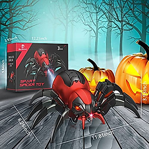 sumsync Remote Control Spider Kids Toys - Realistic RC Spider, Music Effect, LED Light, Toys for 3 4 5 6 7 8 9 10 11 12+ Year Old Boys/Girls, Gifts for Halloween Christmas Birthday