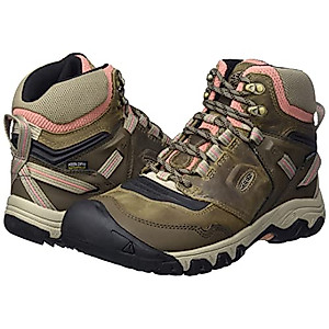 KEEN Women's-Ridge Flex Mid Height Waterproof Hiking Boots, Timberwolf/Brick Dust, 7