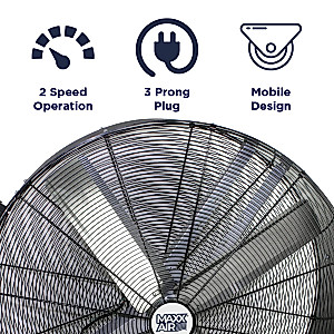 Maxx Air 48" Barrel Fan High Velocity Industrial Belt Drive | Heavy Duty Dent Resistant Metal Design | Best for Commercial, Warehouses, Shops and Garage Use | 18,000 CFM