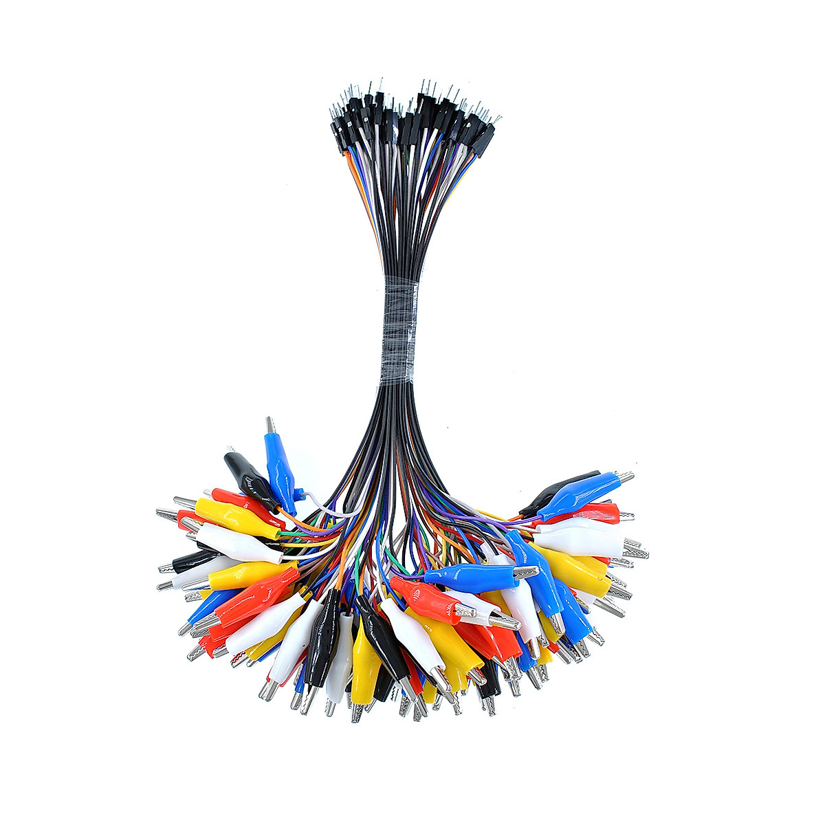 Oiyagai 10PCS 2 in 1 Alligator Clip to Dupont Wire 10pin 30cm Male, Crocodile Clip to Jumper Wire 10pin 30cm Male for Test Lead Arduino/Raspberry Pi/Orange Pi